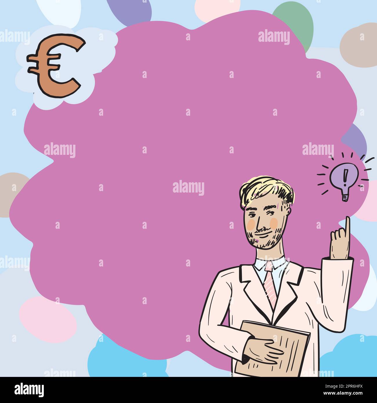 Businessman Thinking Important Informations With Euro Sign And ...