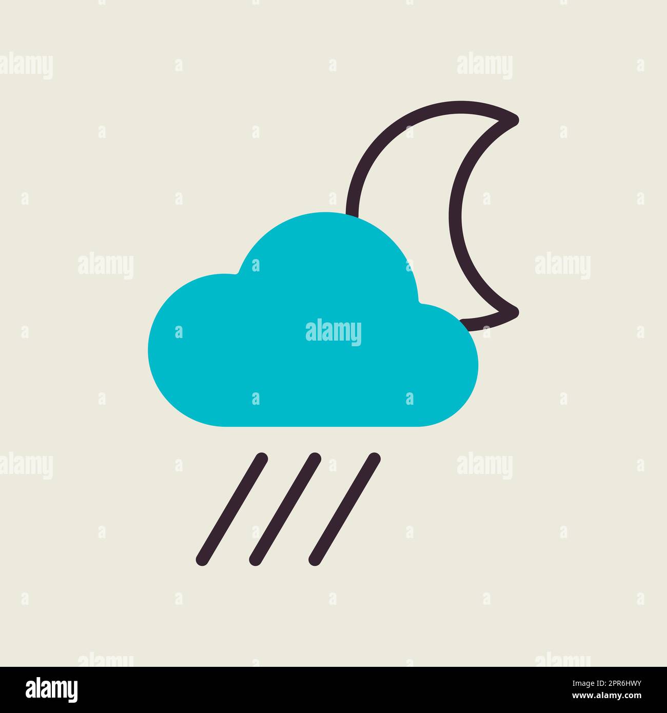 Raincloud with moon vector isolated icon. Meteorology sign. Graph ...