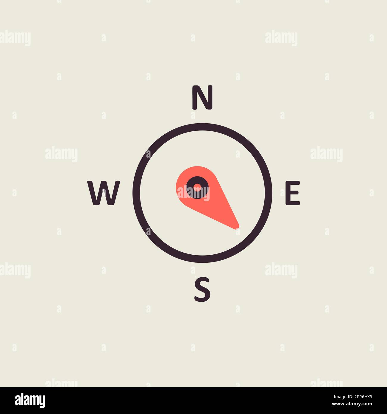 Compass wind rose vector icon. Direction southeast. Meteorology sign ...