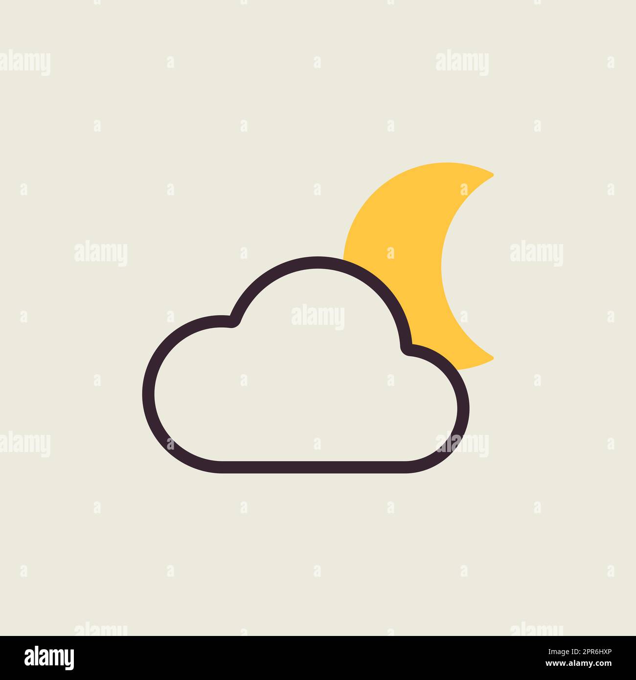 Moon and clouds vector icon. Meteorology sign. Graph symbol for travel ...