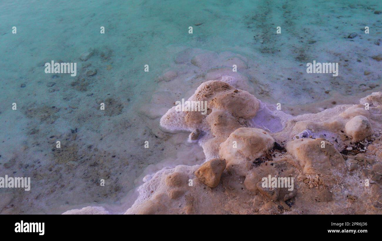 Large Salt accumulated on the shore of the Dead sea. Deposits of ...