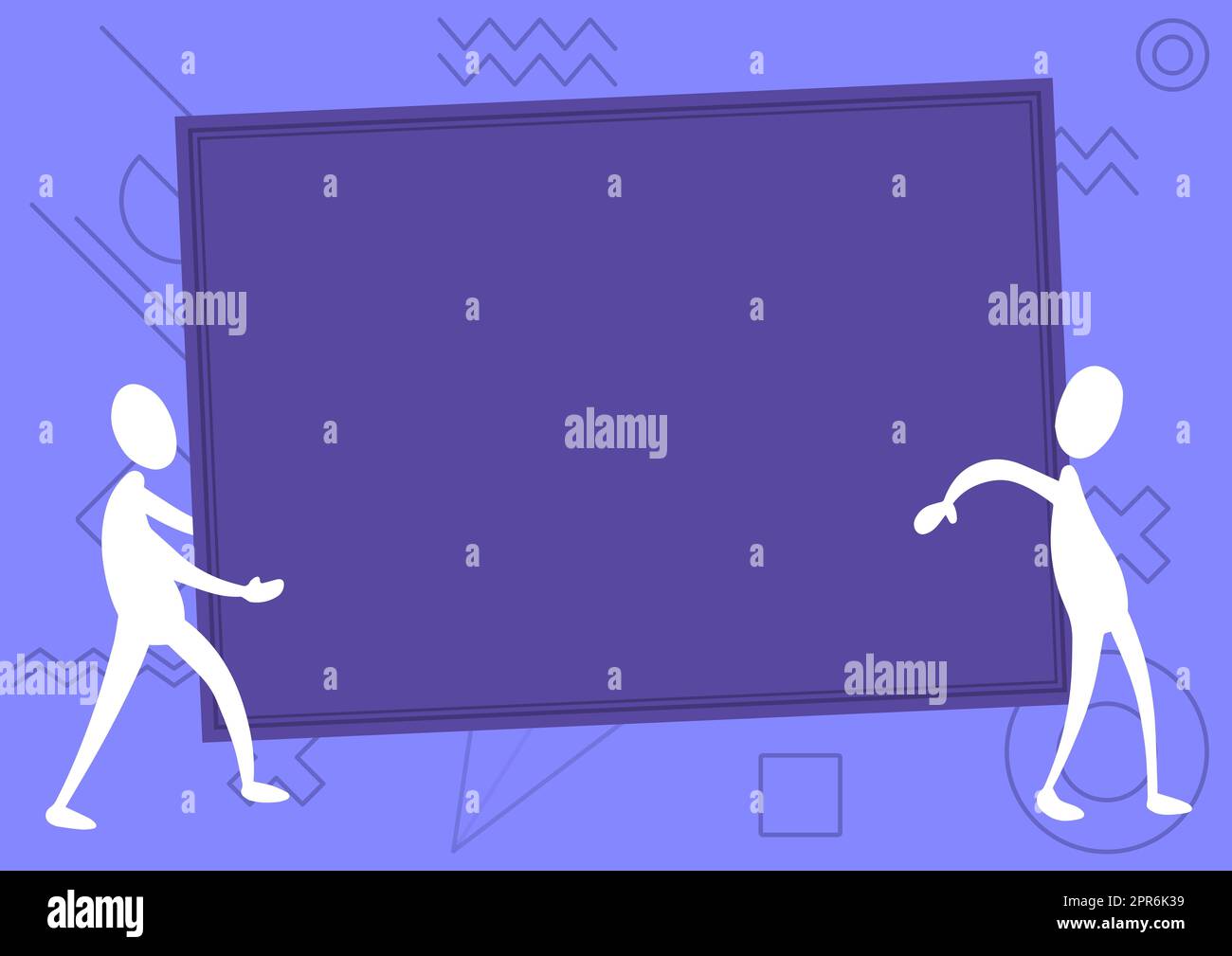 Two Colleagues Standing Carrying Large Blank Board Showing Unity Stock ...