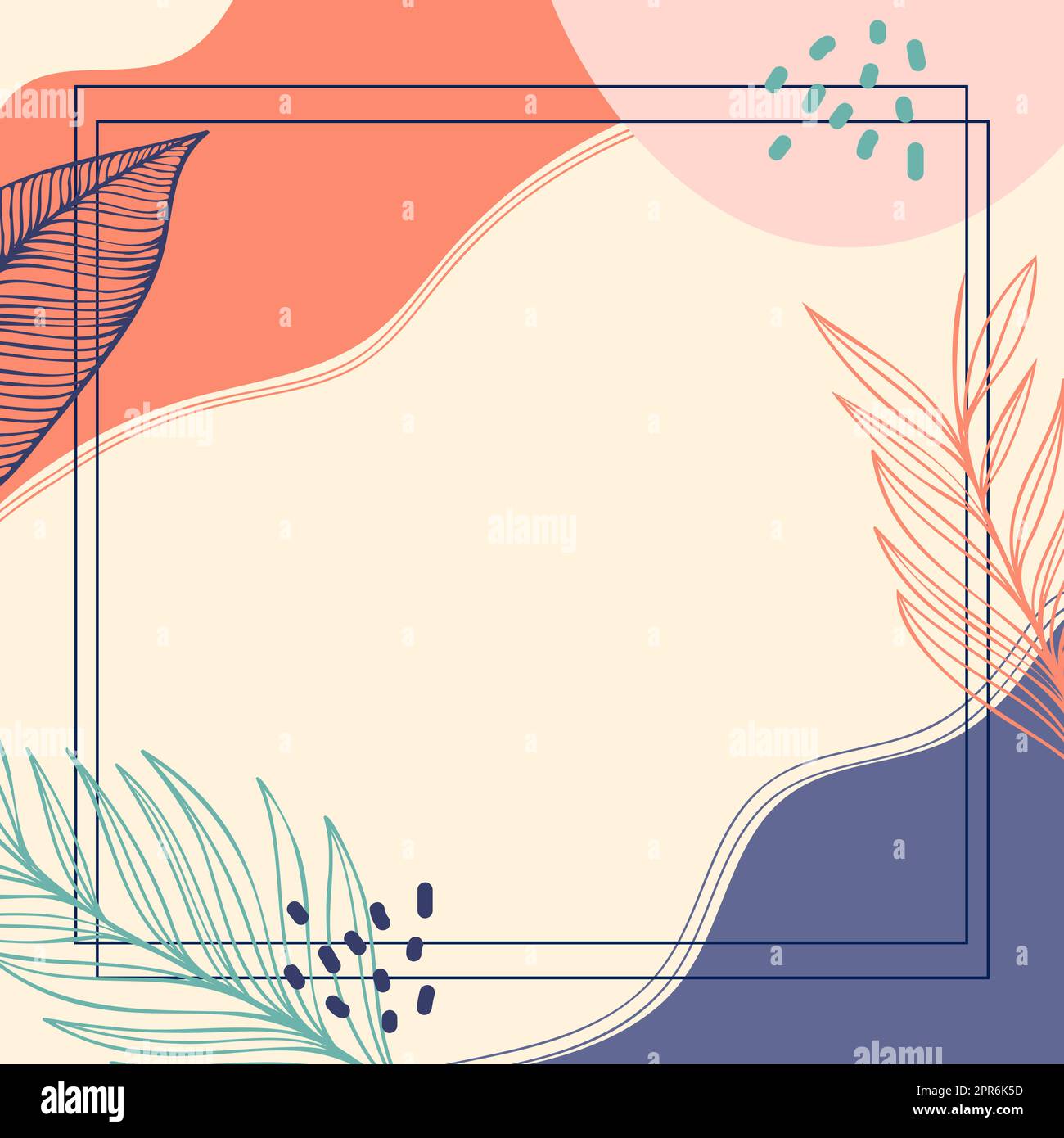 Blank Frame Decorated With Abstract Modernized Forms Flowers And ...