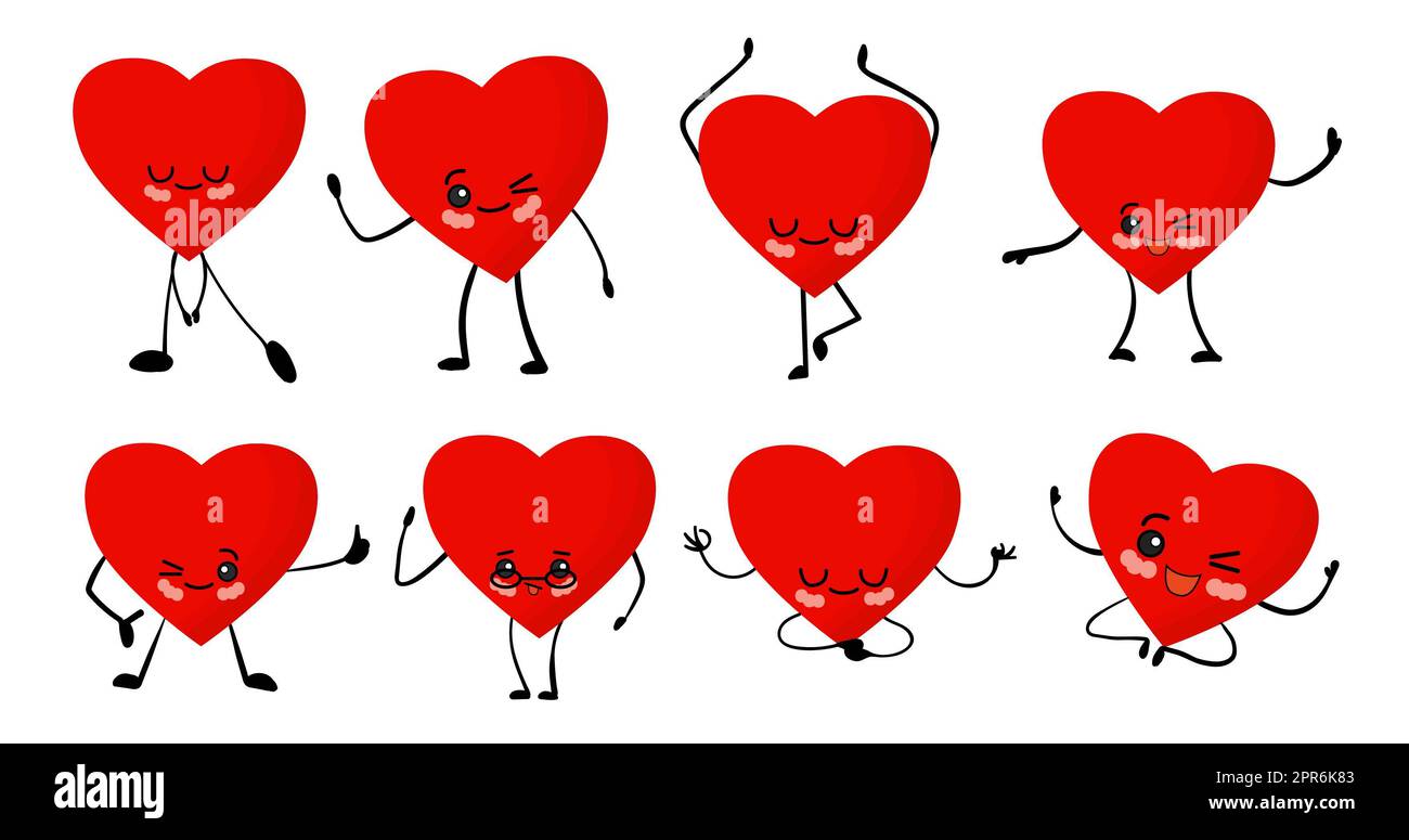 Valentine's Day. Set of stickers on a white background. Cute kawaii ...