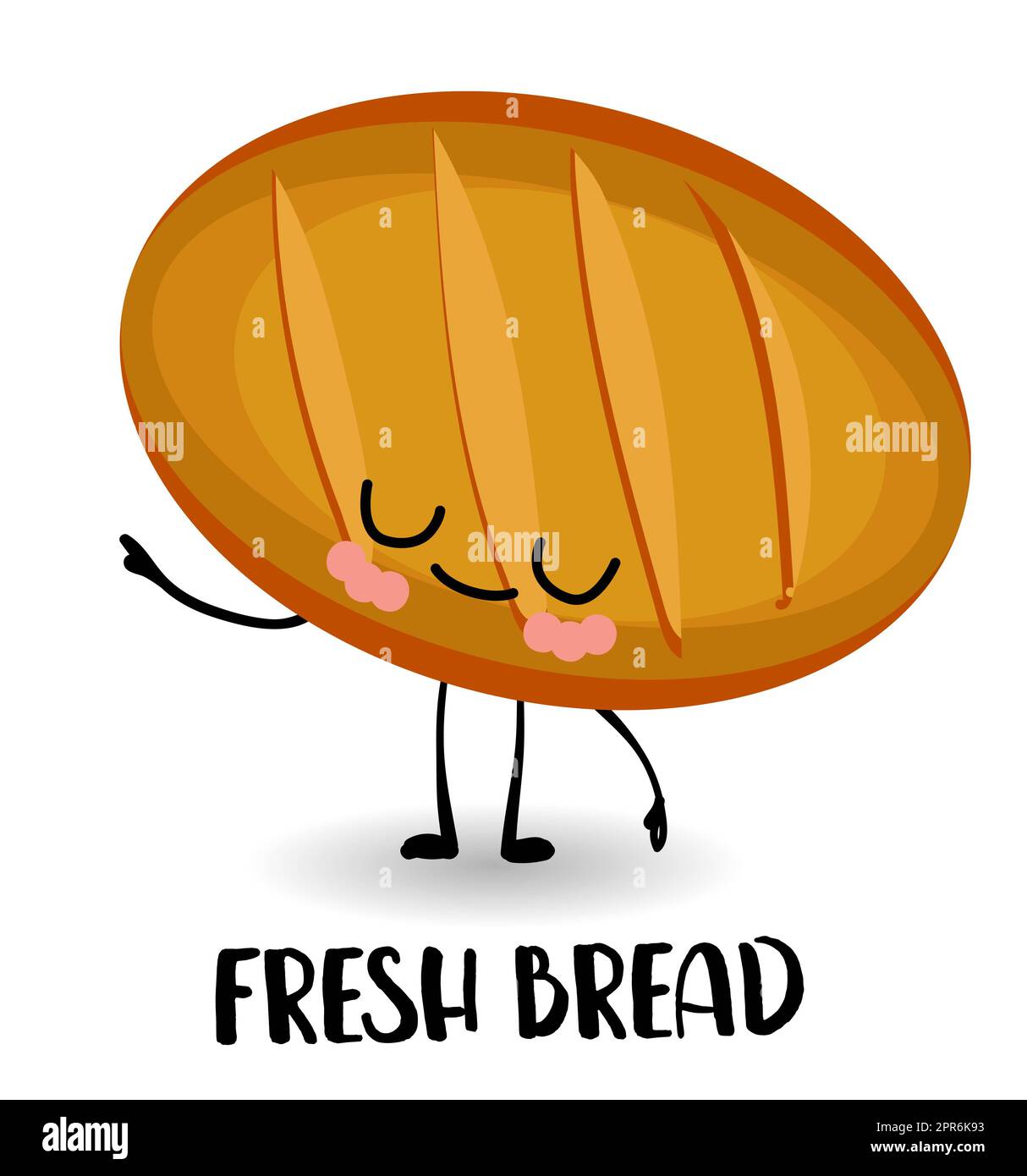 Bread character. White background. Round bread products. Wheat dough ...