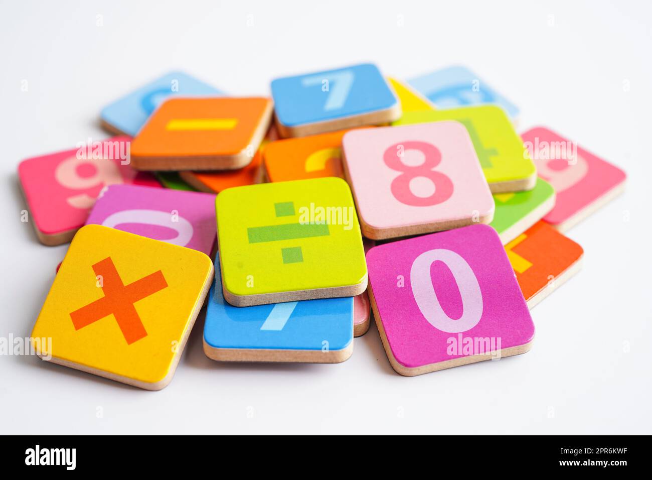Number wood block cubes for learning Mathematic, education math concept ...