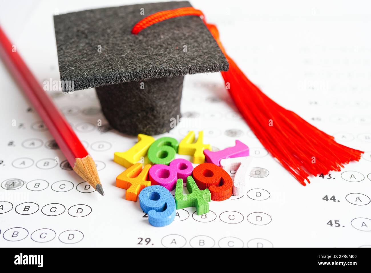 Math number with graduation gap hat on answer sheet test choice for ...