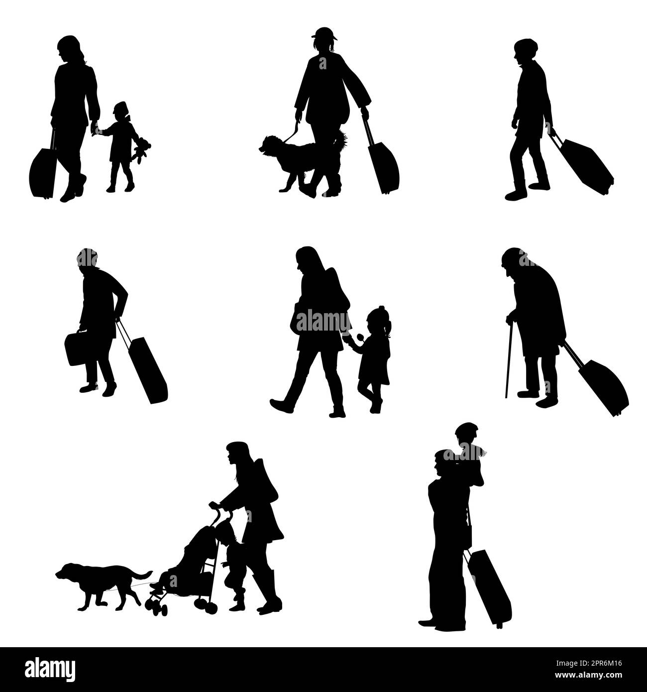 Silhouette family walking on Cut Out Stock Images & Pictures - Alamy