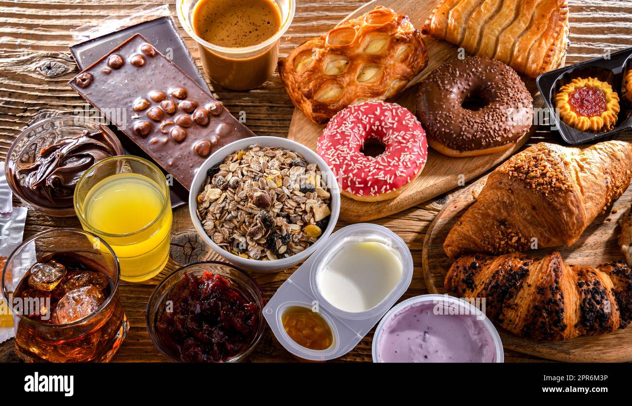 Food products containing a significant amount of sugar Stock Photo - Alamy