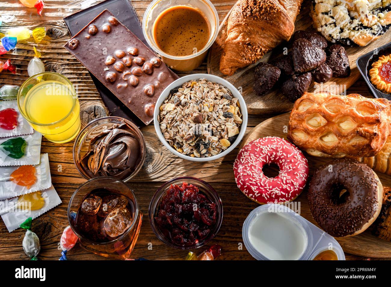 Food products containing a significant amount of sugar Stock Photo - Alamy