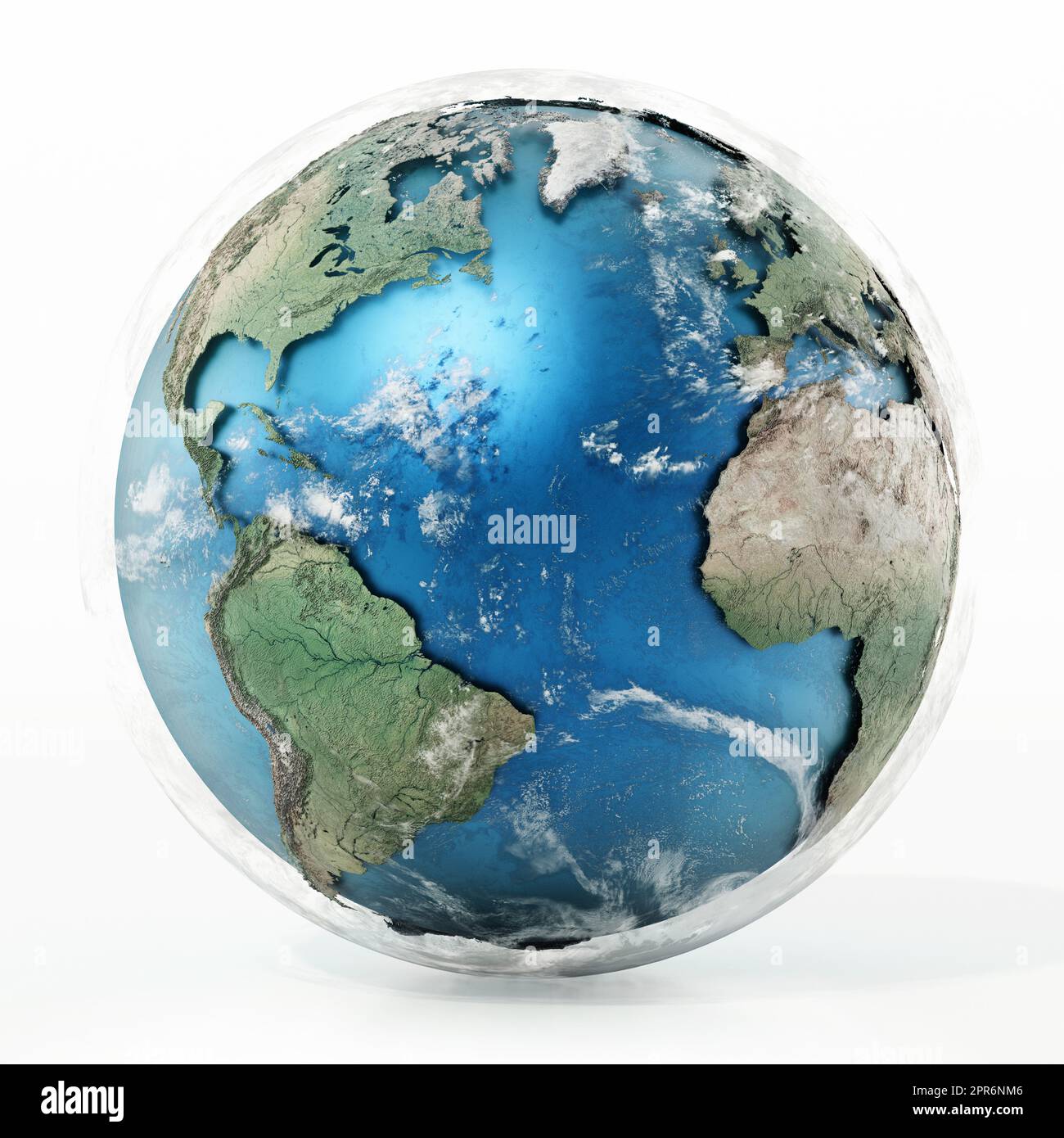 3D Earth with clouds map showing Americas, Europe and Africa. 3D ...