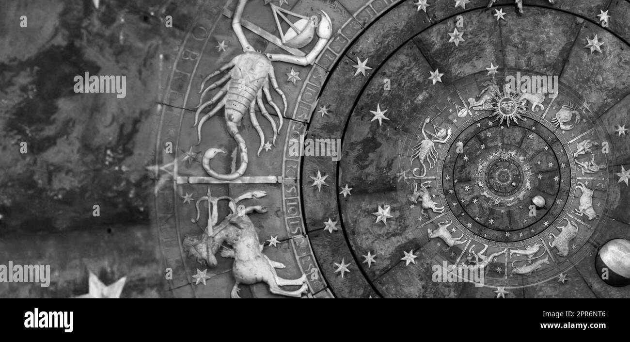 Astrological background with zodiac signs and symbol Stock Photo - Alamy