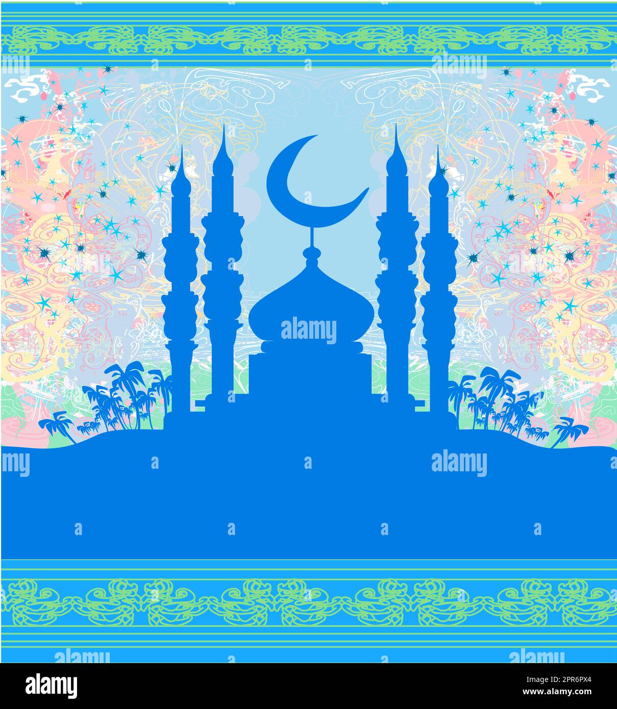 Ramadan background - mosque silhouette illustration card Stock Photo ...