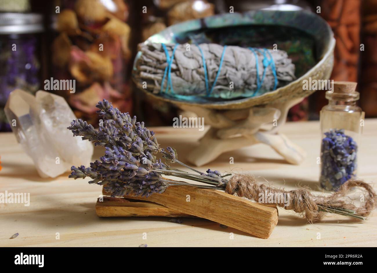 Dried Lavender With Palo Santo Wood and Abalone Shell For Smudging ...