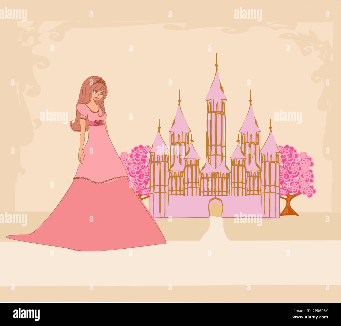 Beautiful young princess in front of her castle Stock Photo - Alamy