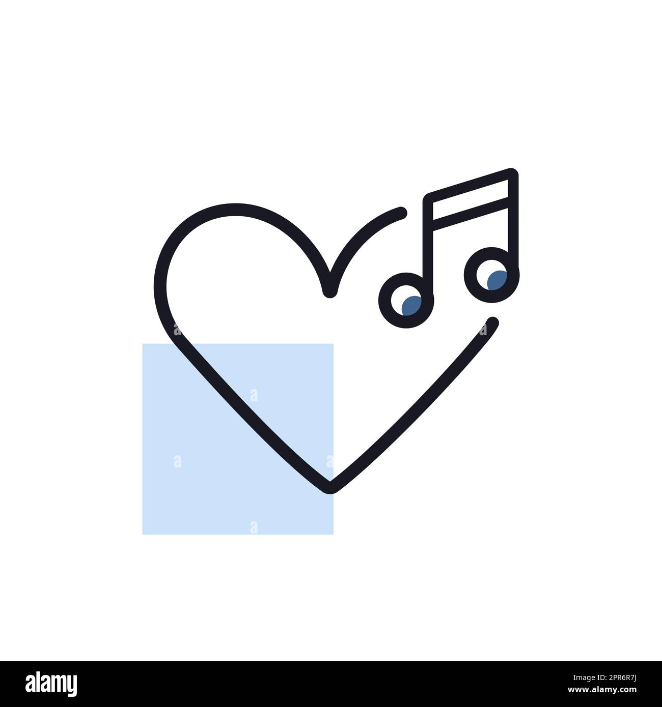 Like music isolated icon. Musical note icon, music icon with heart sign ...