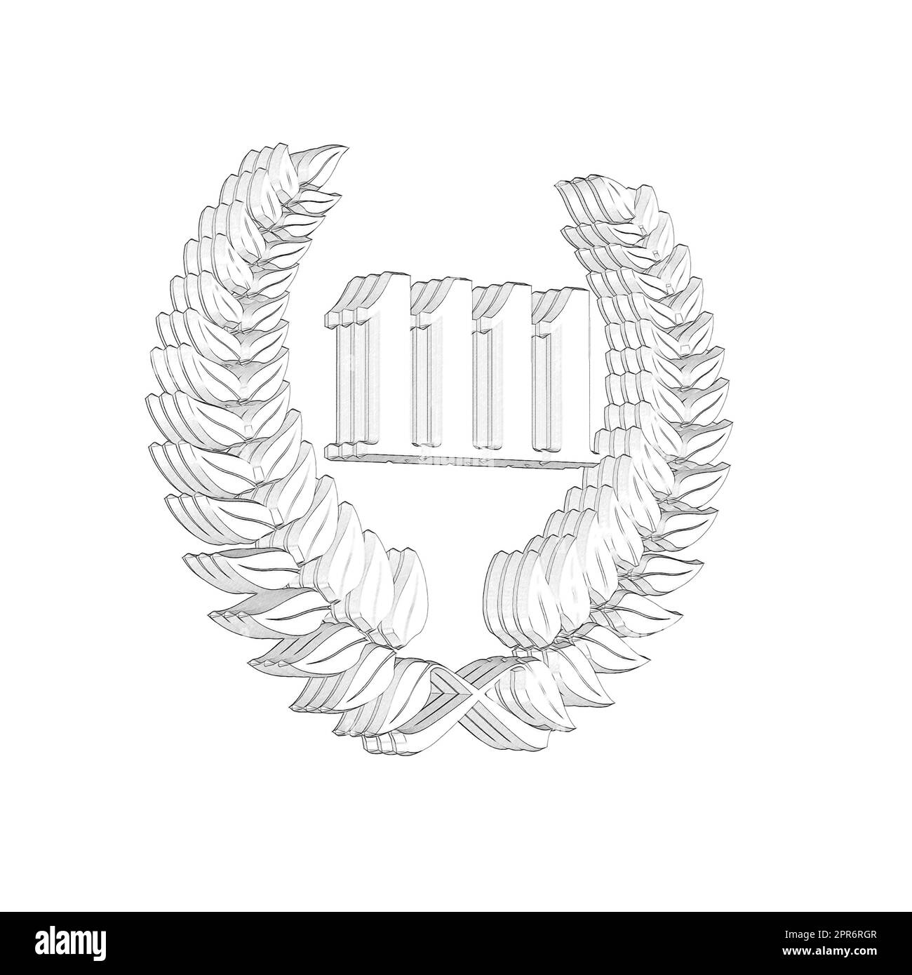 Number 1111 with laurel wreath or honor wreath as a 3D-illustration, 3D ...