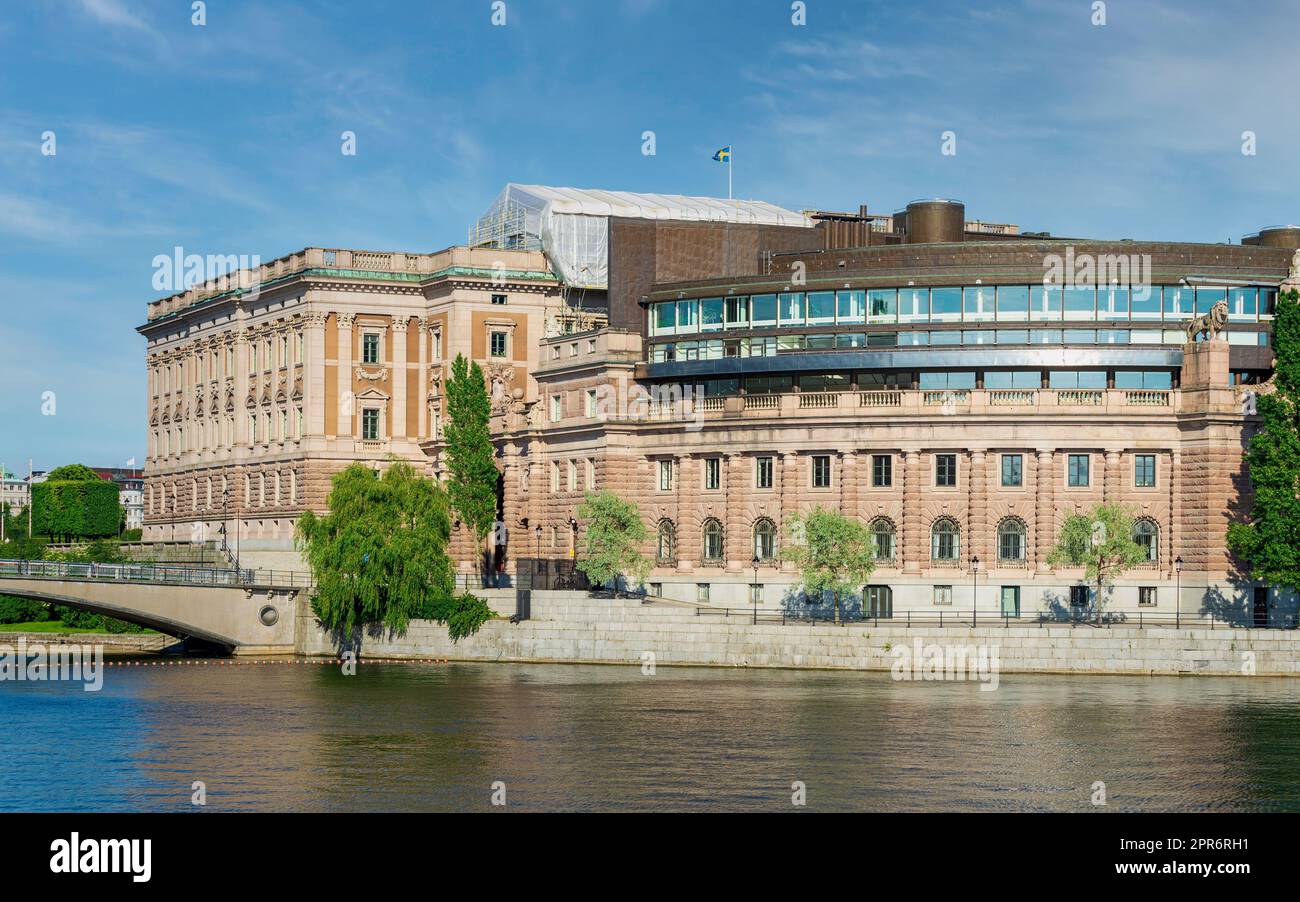 Riksdagshuset, the Swedish Parliament House, located on the island of Helgeandsholmen, Gamla ...