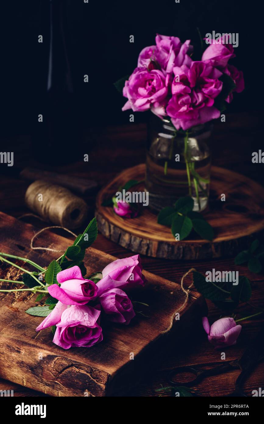 Pink garden roses Stock Photo - Alamy