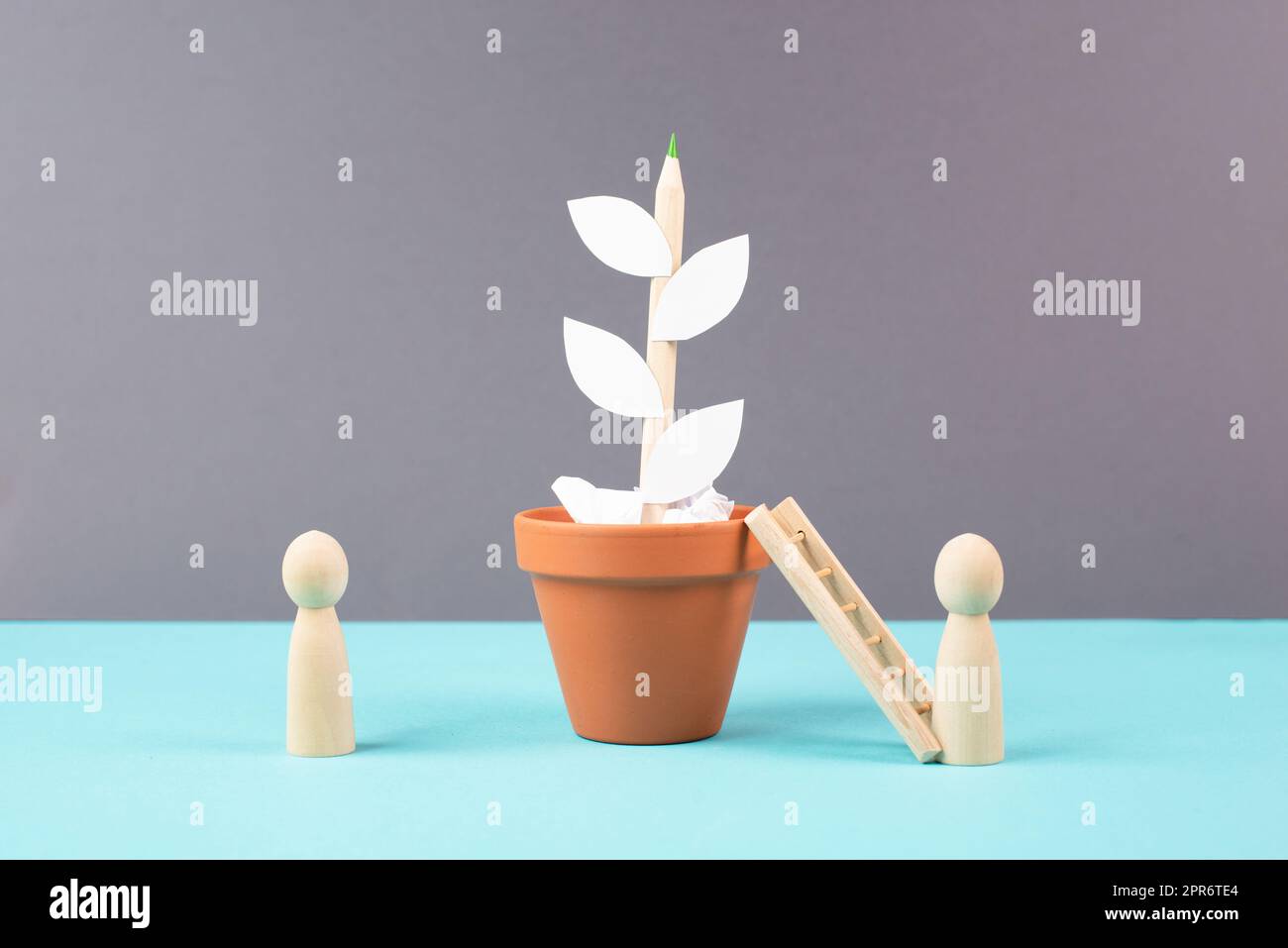 Growing a plant, having an idea, planning a strategy, teamwork for ...