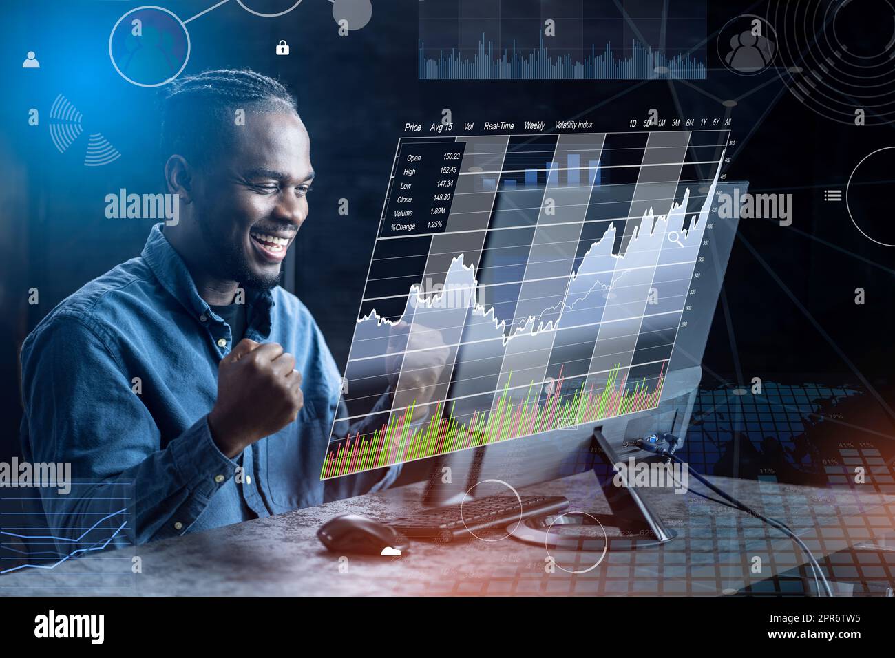 Successful Stock Market Trader Looking At Screen Stock Photo - Alamy
