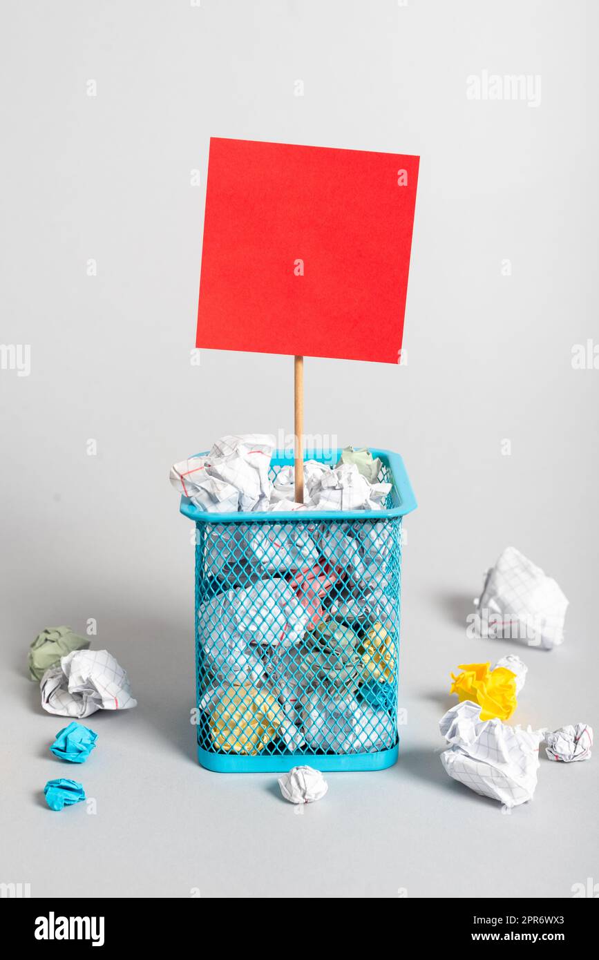 Case Full Of Paper Wraps And Important Message Pinned On Stick. Bin ...