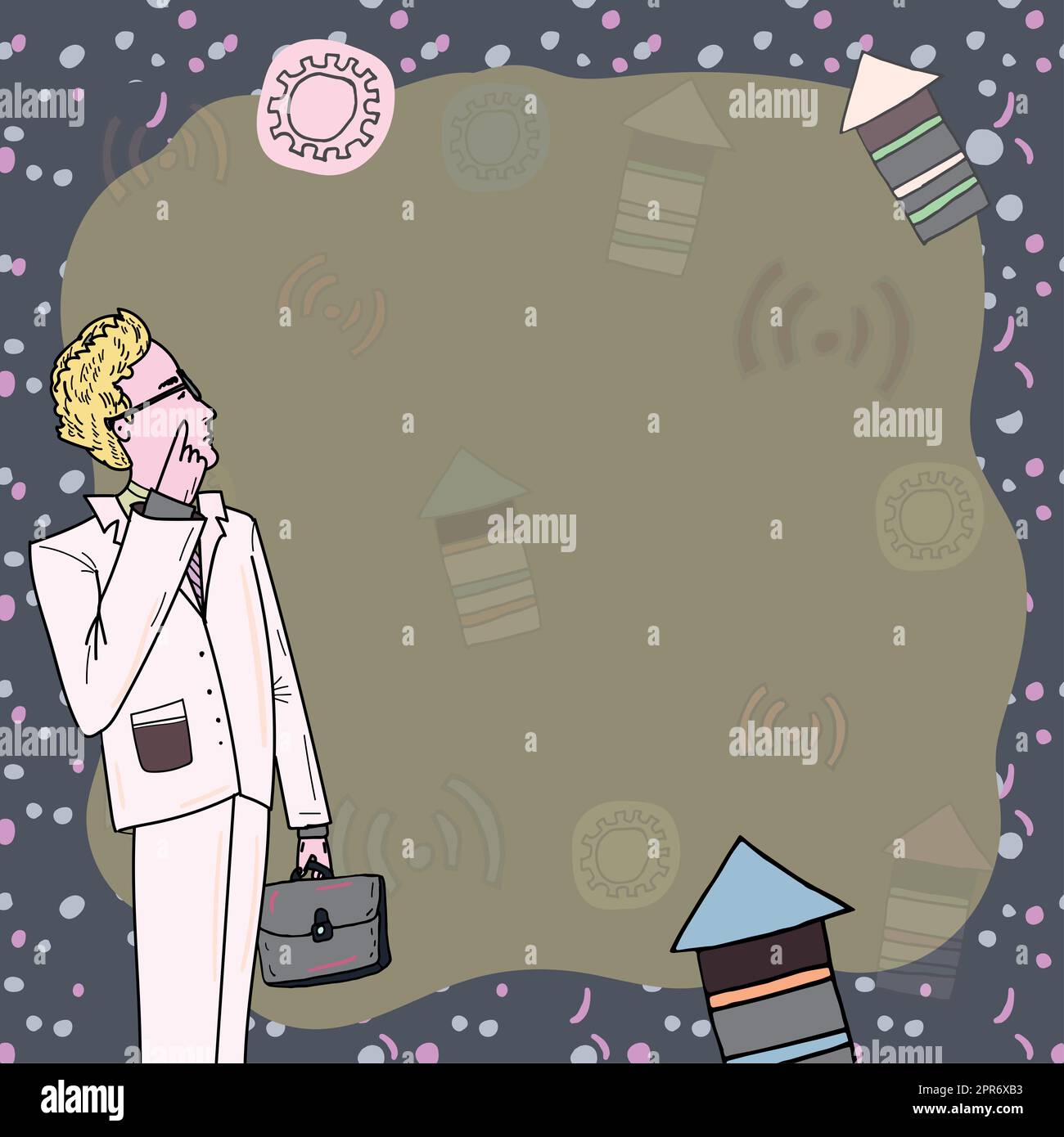 Professor In Suit Presenting Important Messages. Teacher With Glasses ...