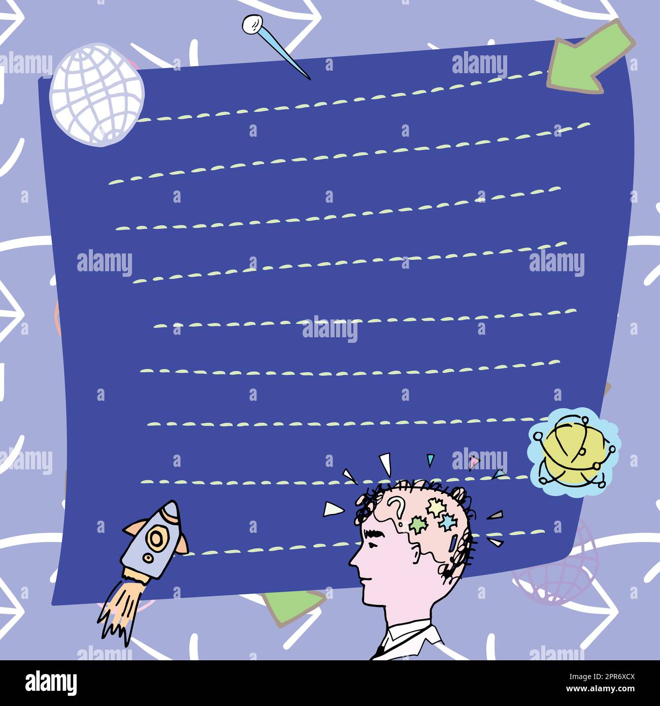 Man Thinking New Creative Ideas Presented On Note. Boy Reasoning ...