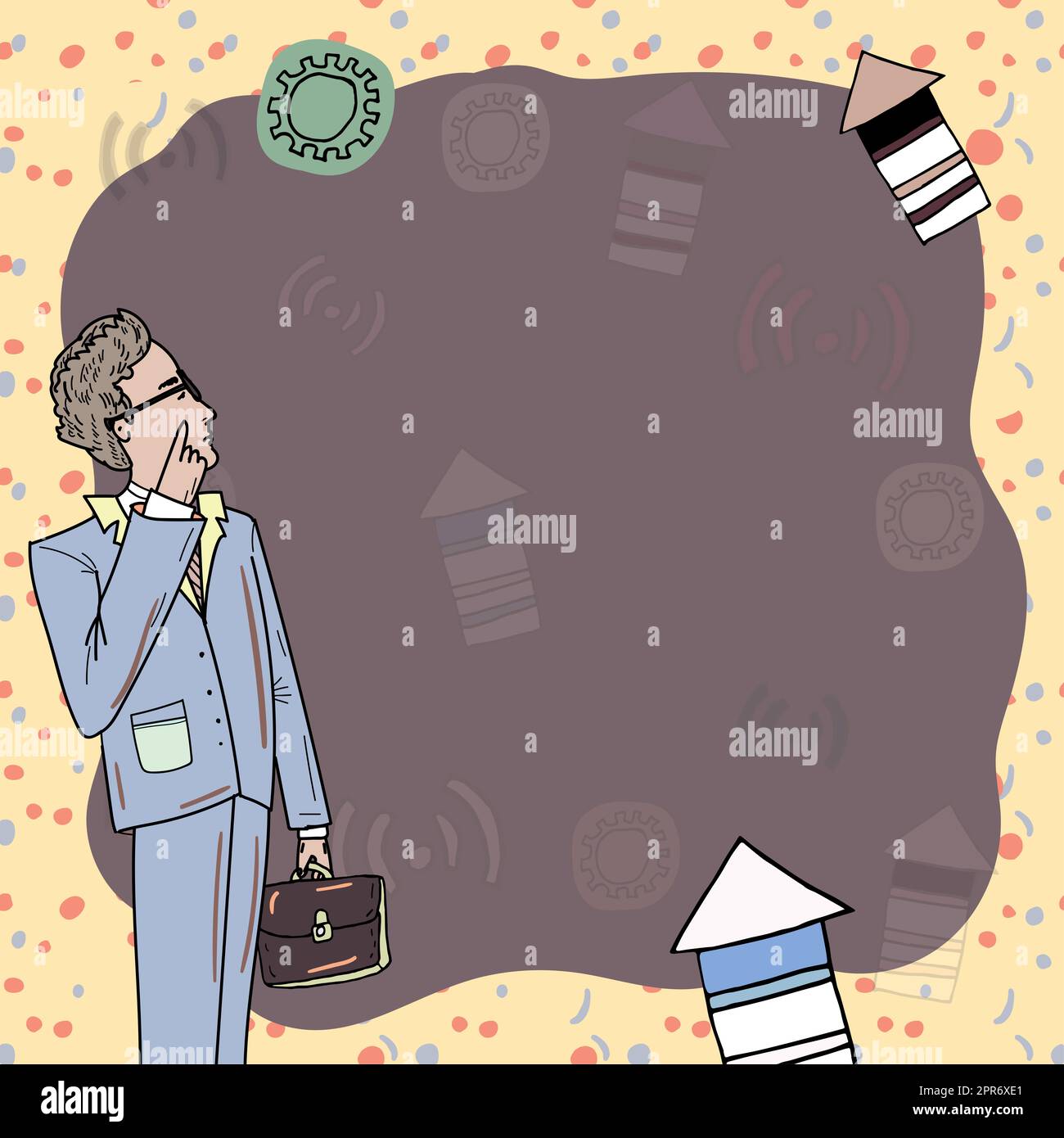 Professor In Suit Presenting Important Messages. Teacher With Glasses ...