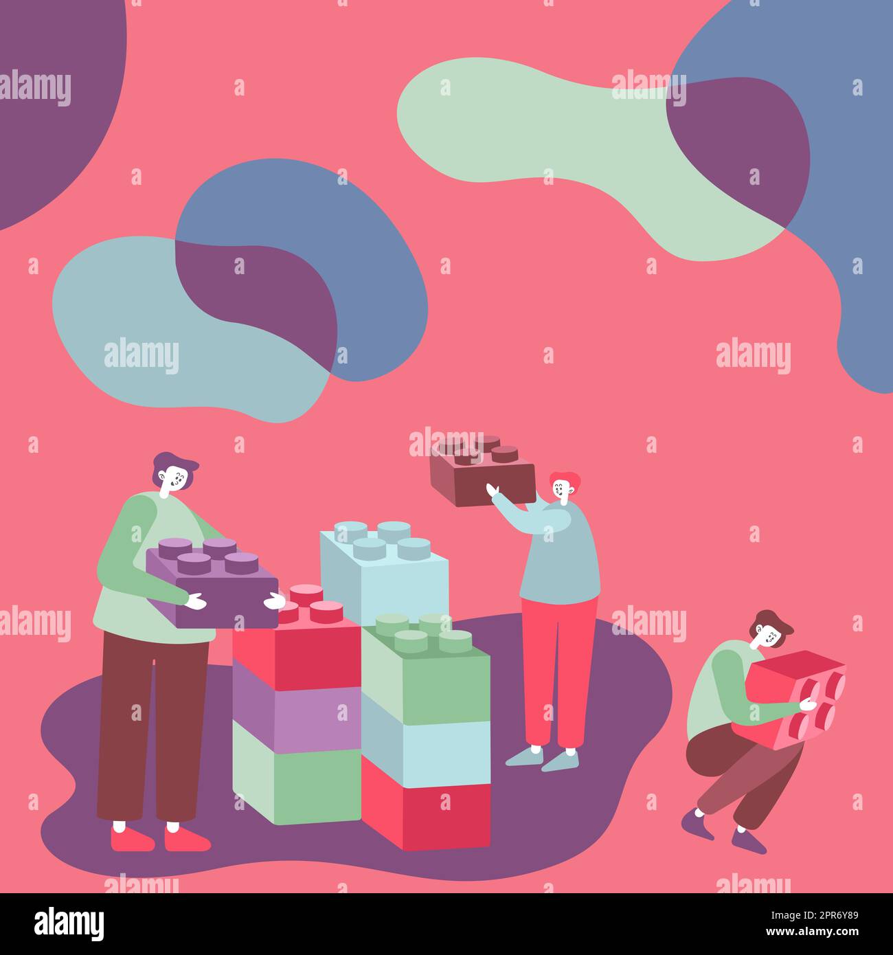 Three Colleagues Having Meeting Displaying Cube Representing Teamwork ...