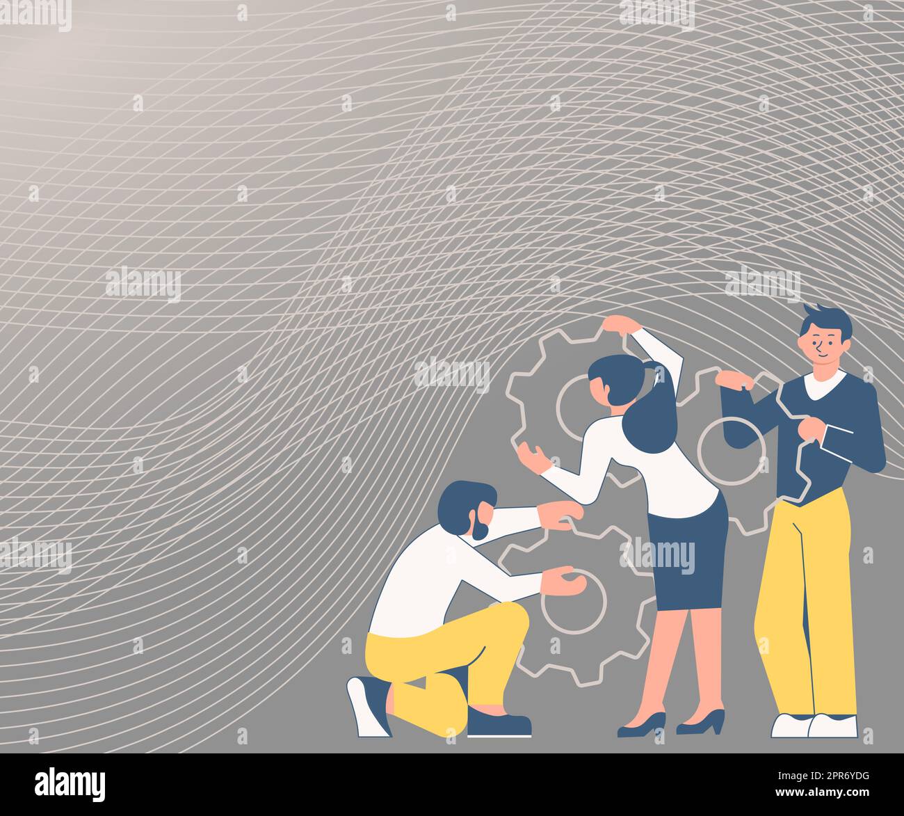 Illustration Of A Group Holding Spur Gear Helping Each For Their Work ...