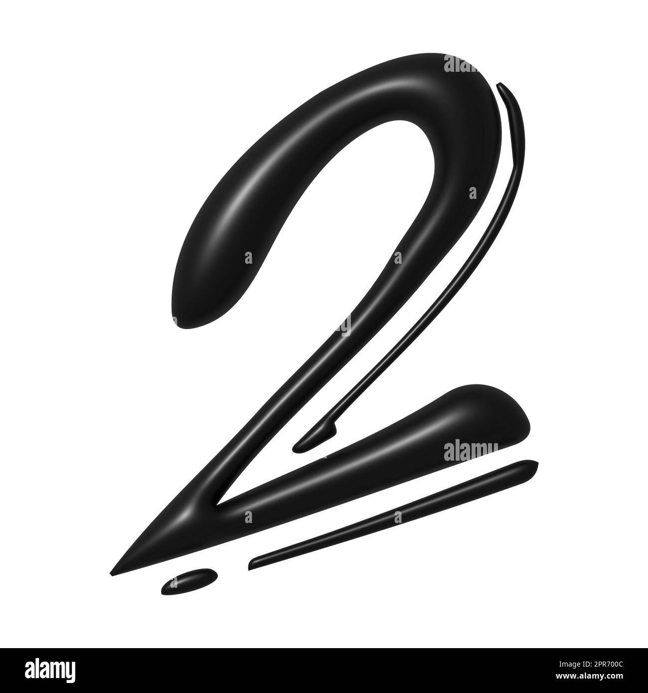 Black unique calligraphic number TWO 2 Stock Photo - Alamy