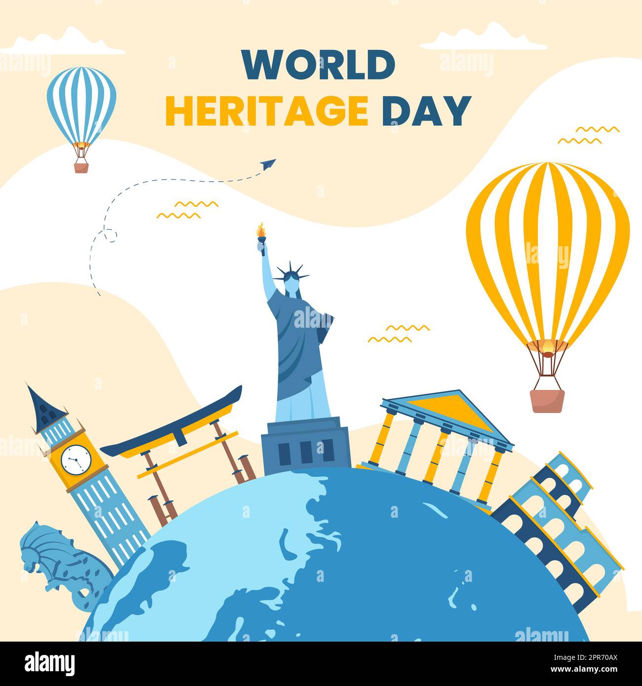 World Heritage Day Template Cartoon Background Vector Illustration ...