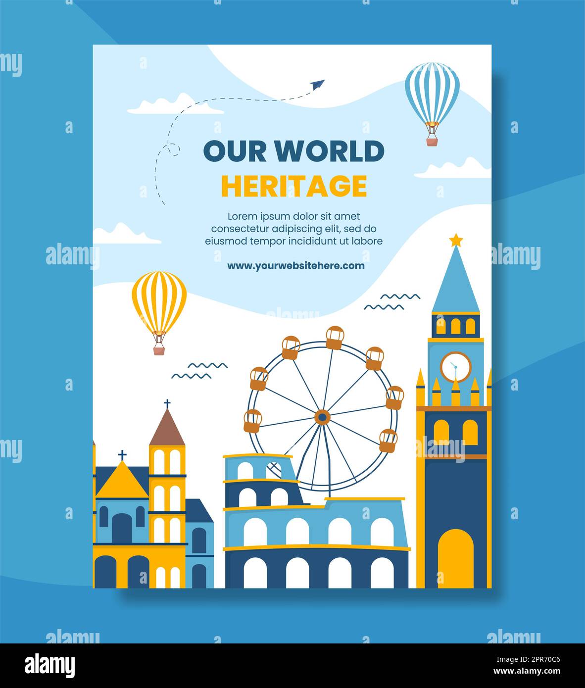 World Heritage Day Poster Template Cartoon Background Vector ...