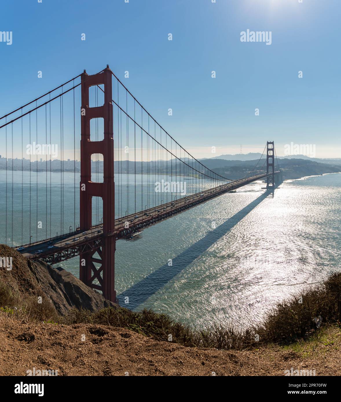 A picture of the Golden Gate Bridge in the morning, as seen from ...