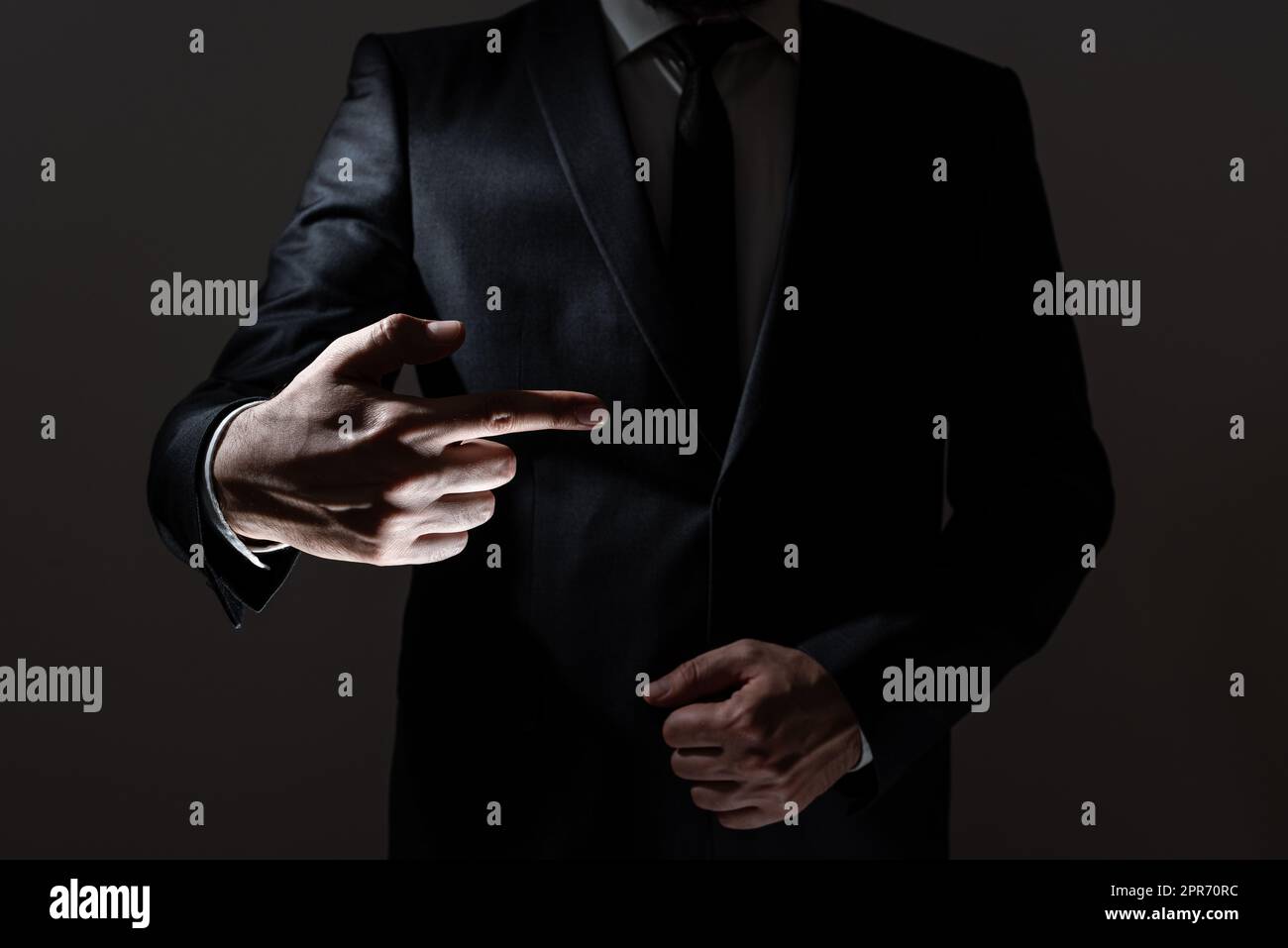 Businessman Pointing With One Finger On Important Messages. Executive ...