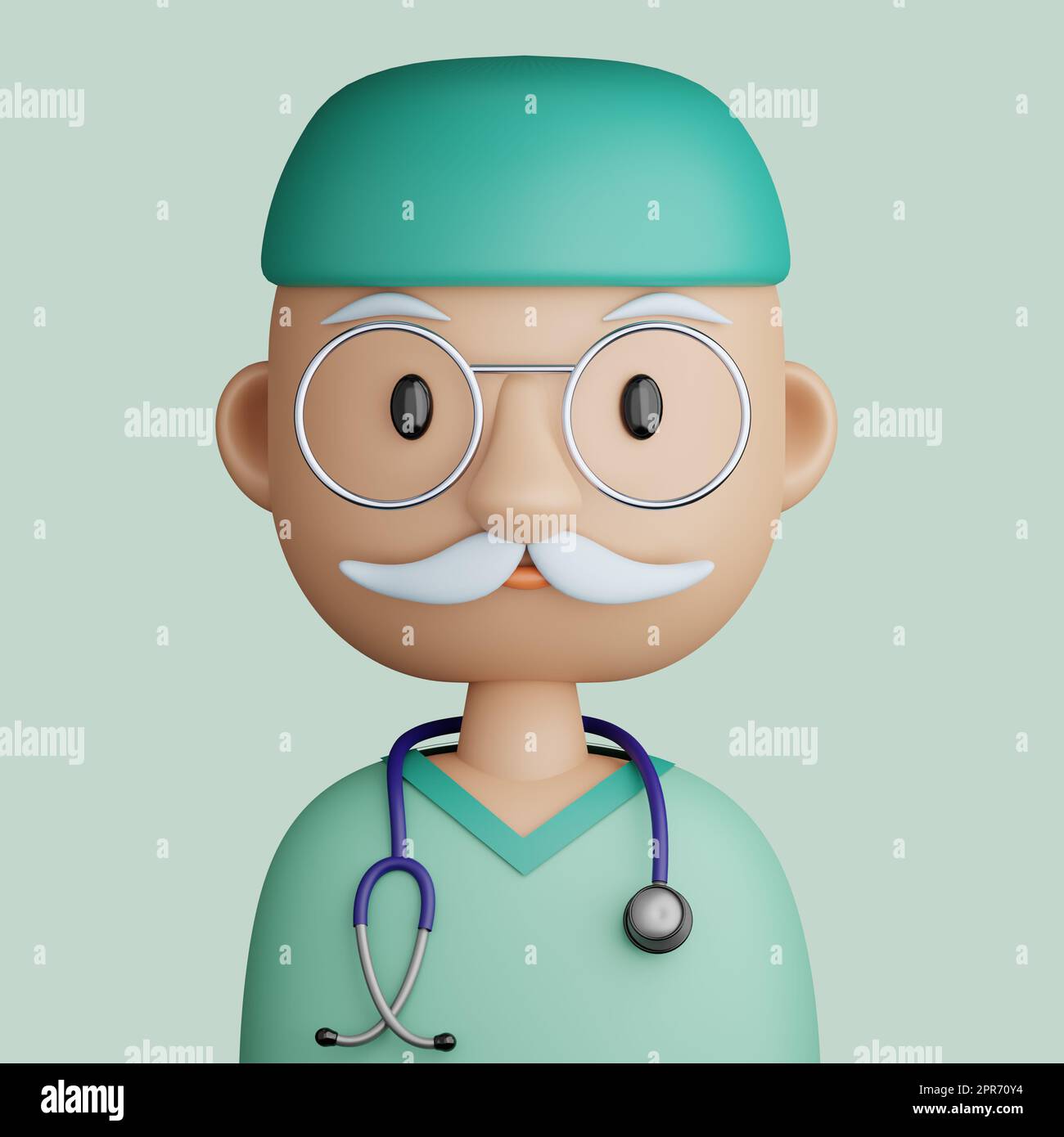3D illustration of doctor man. Cartoon close up portrait of smiling ...