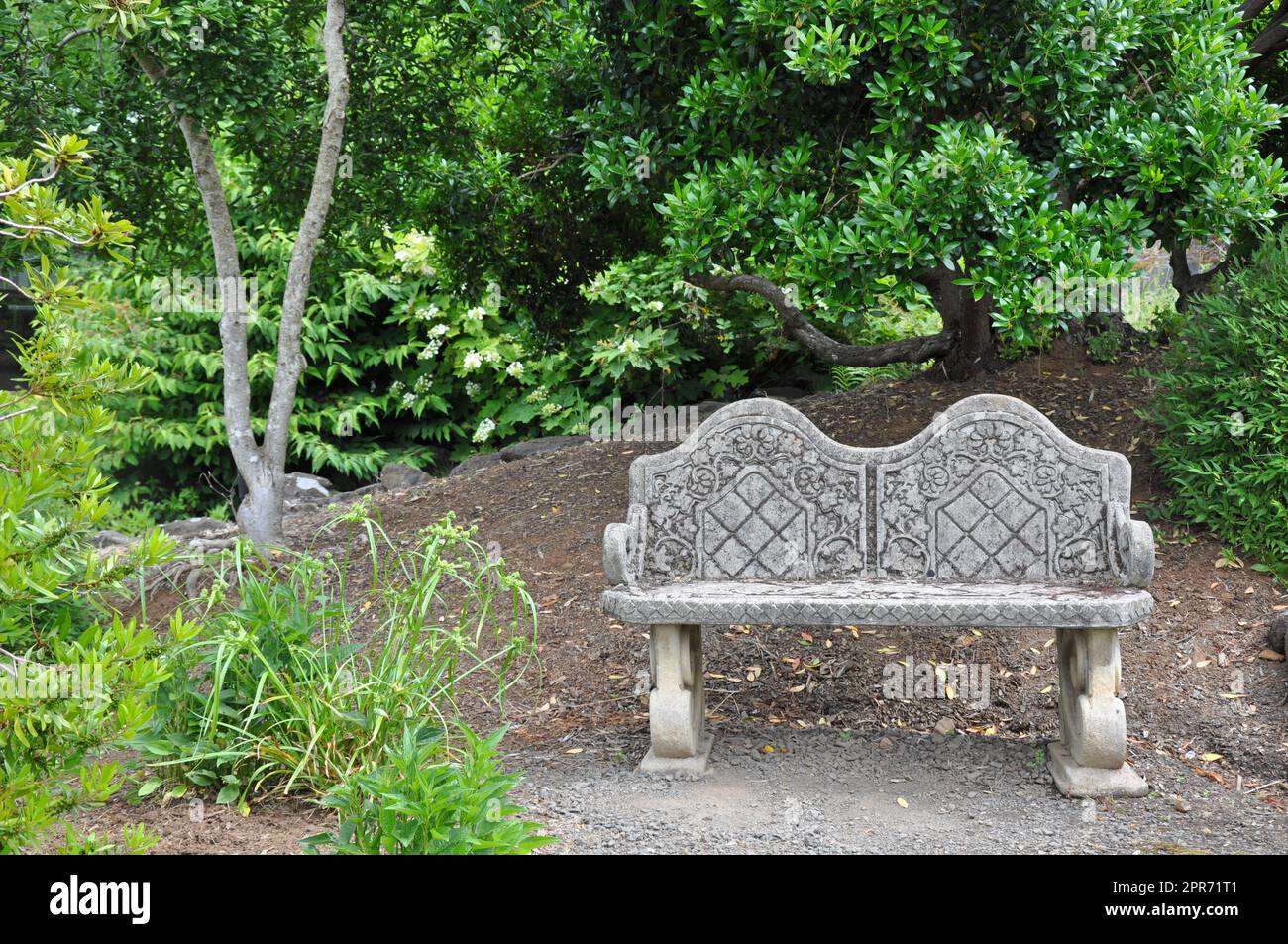 Decorative garden bench Stock Photo - Alamy