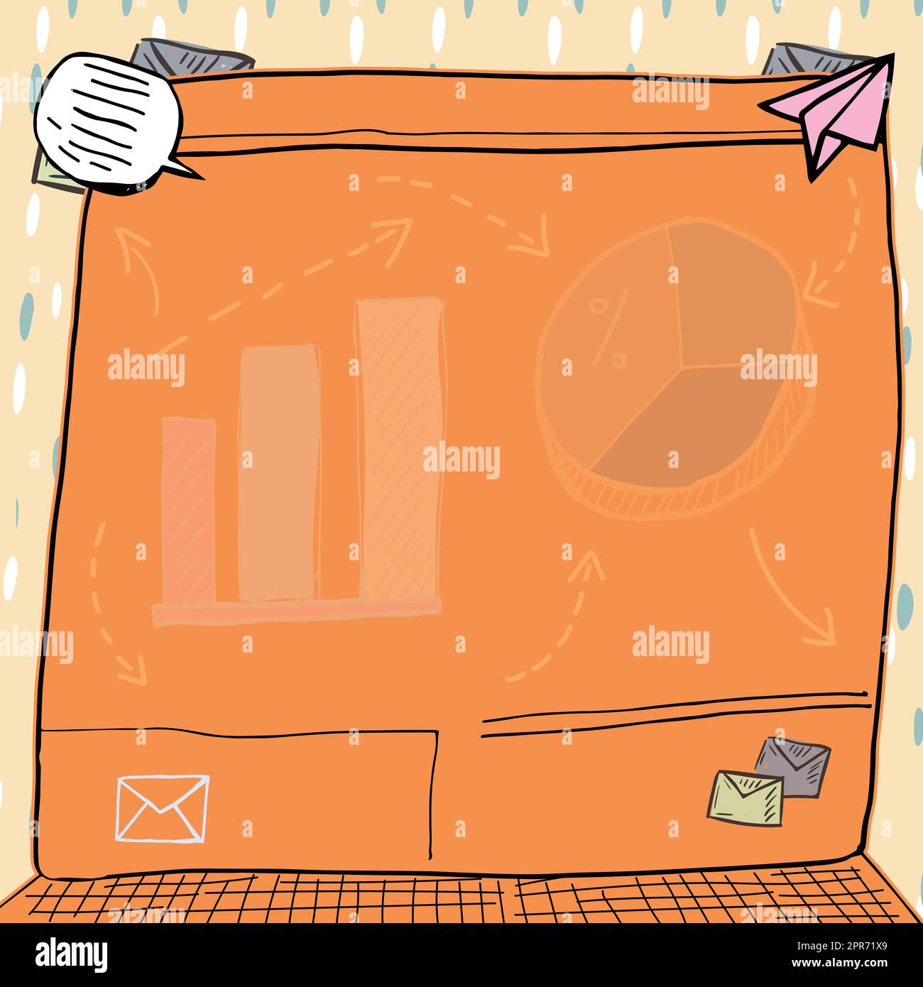 Important Message Presented On Screen With Charts, Graphs And E Mail S ...