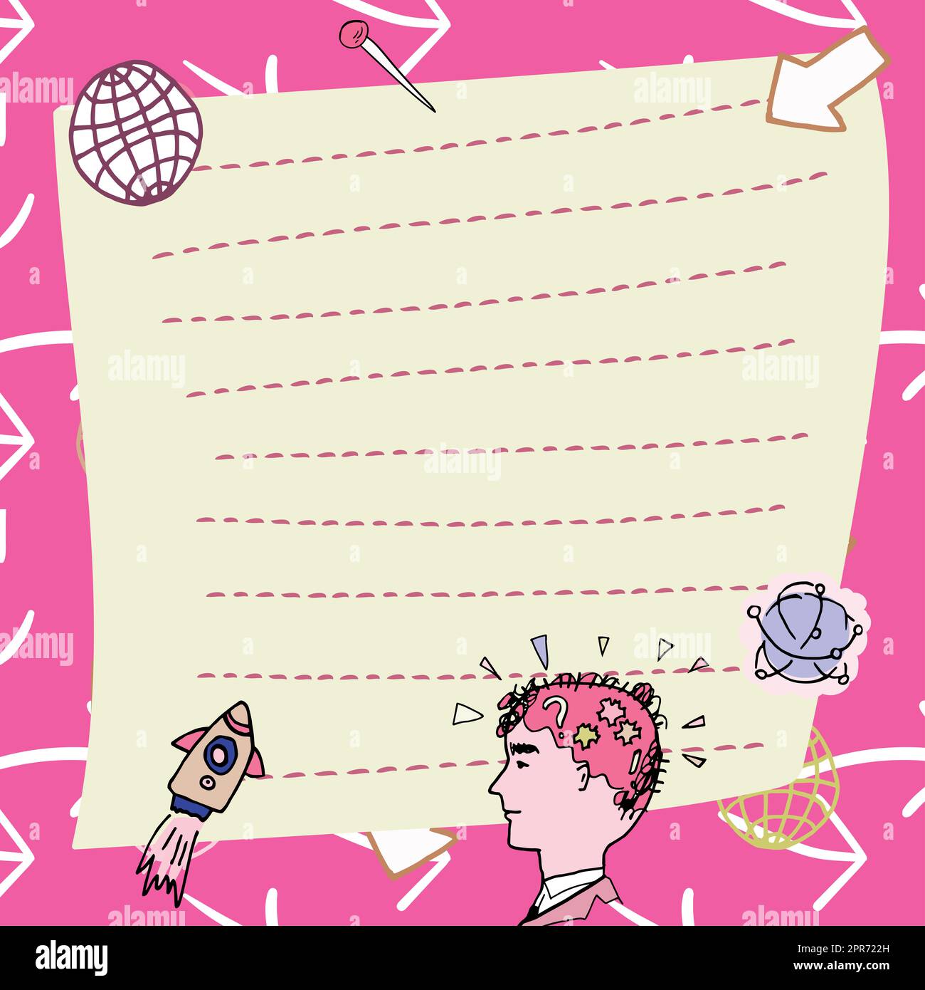 Man Thinking New Creative Ideas Presented On Note. Boy Reasoning ...