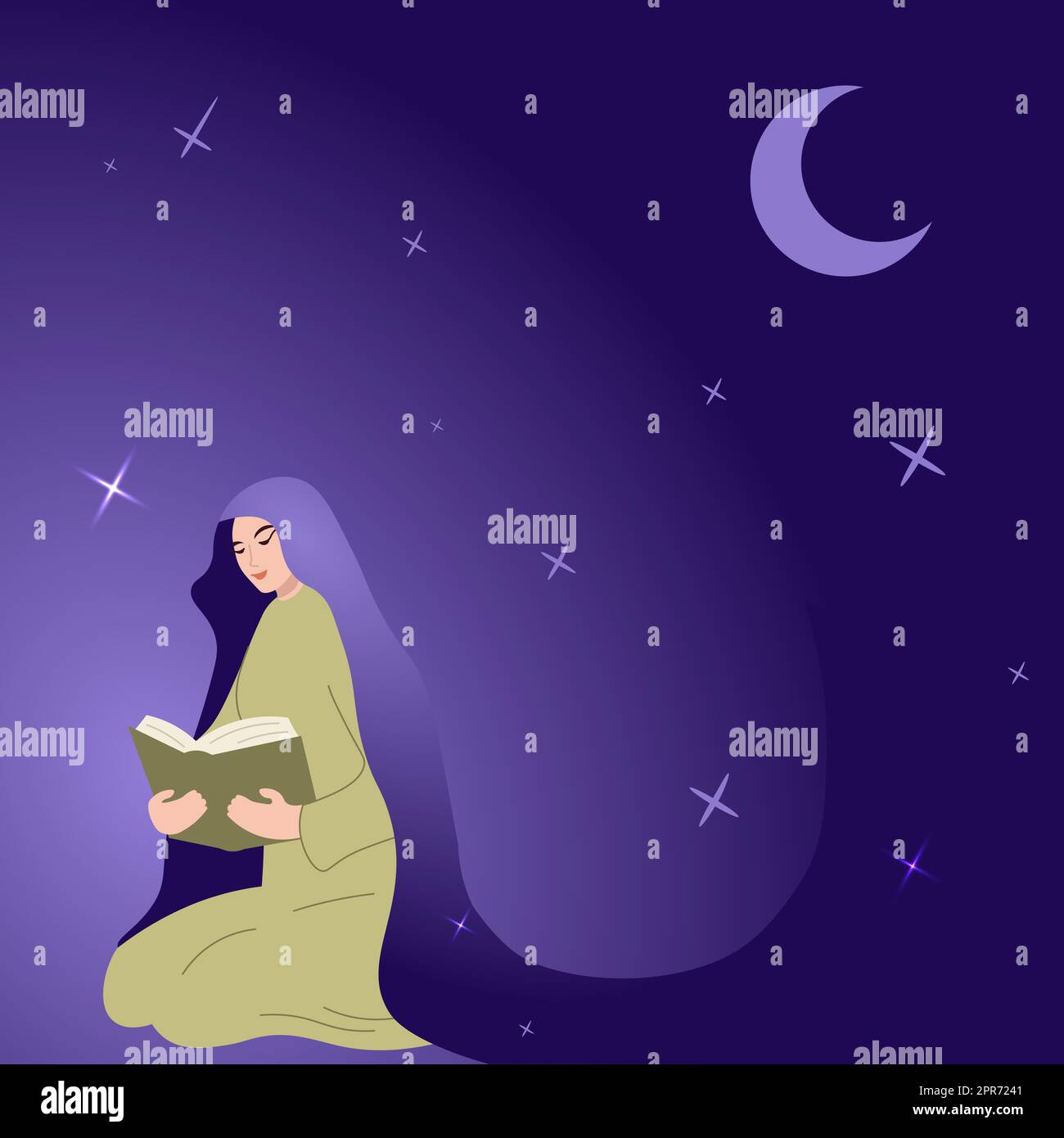 Woman sitting on moon reading hi-res stock photography and images - Alamy