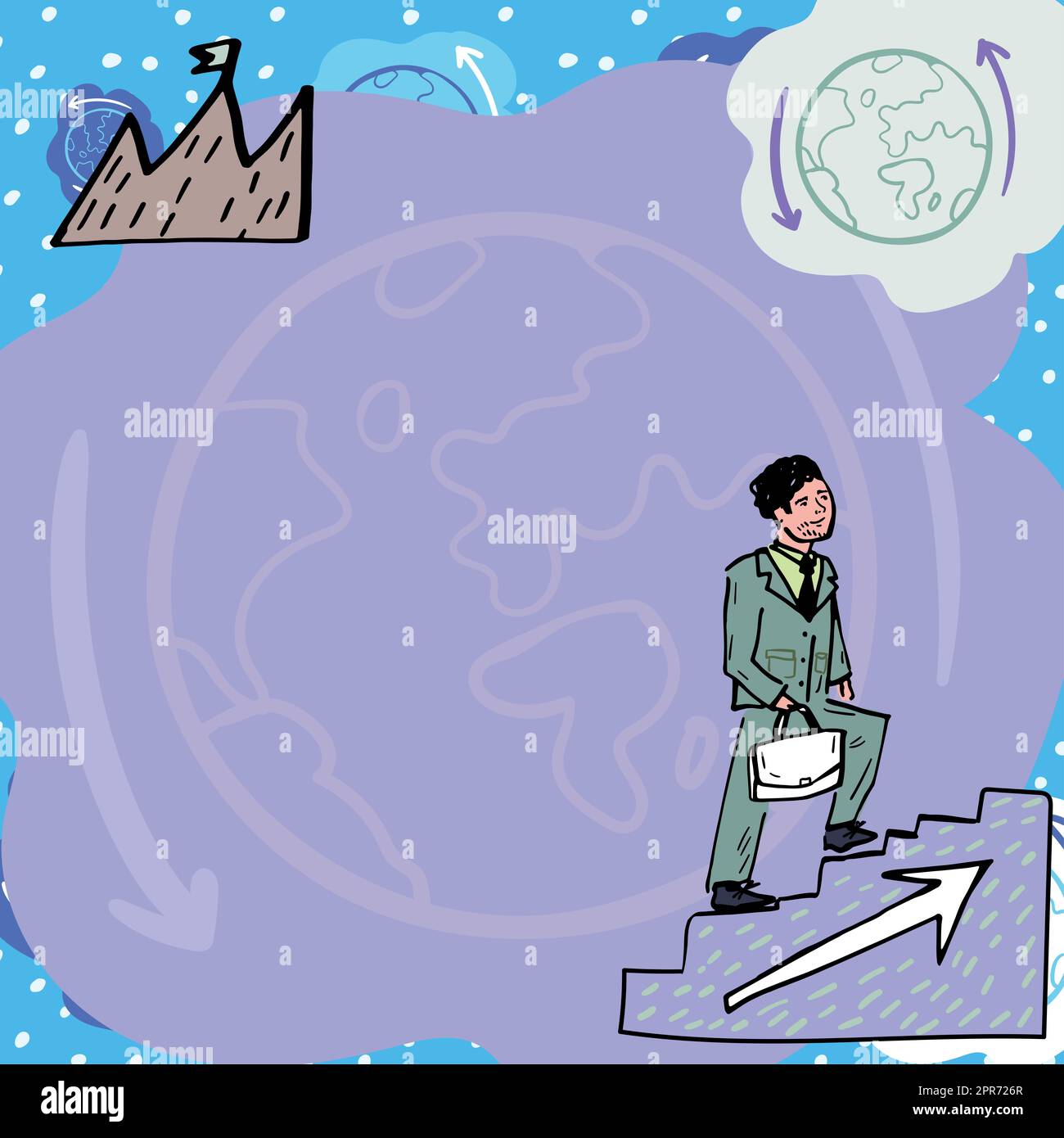 Businessman With Briefcase Walking On Staircase To Reach Success. Man ...