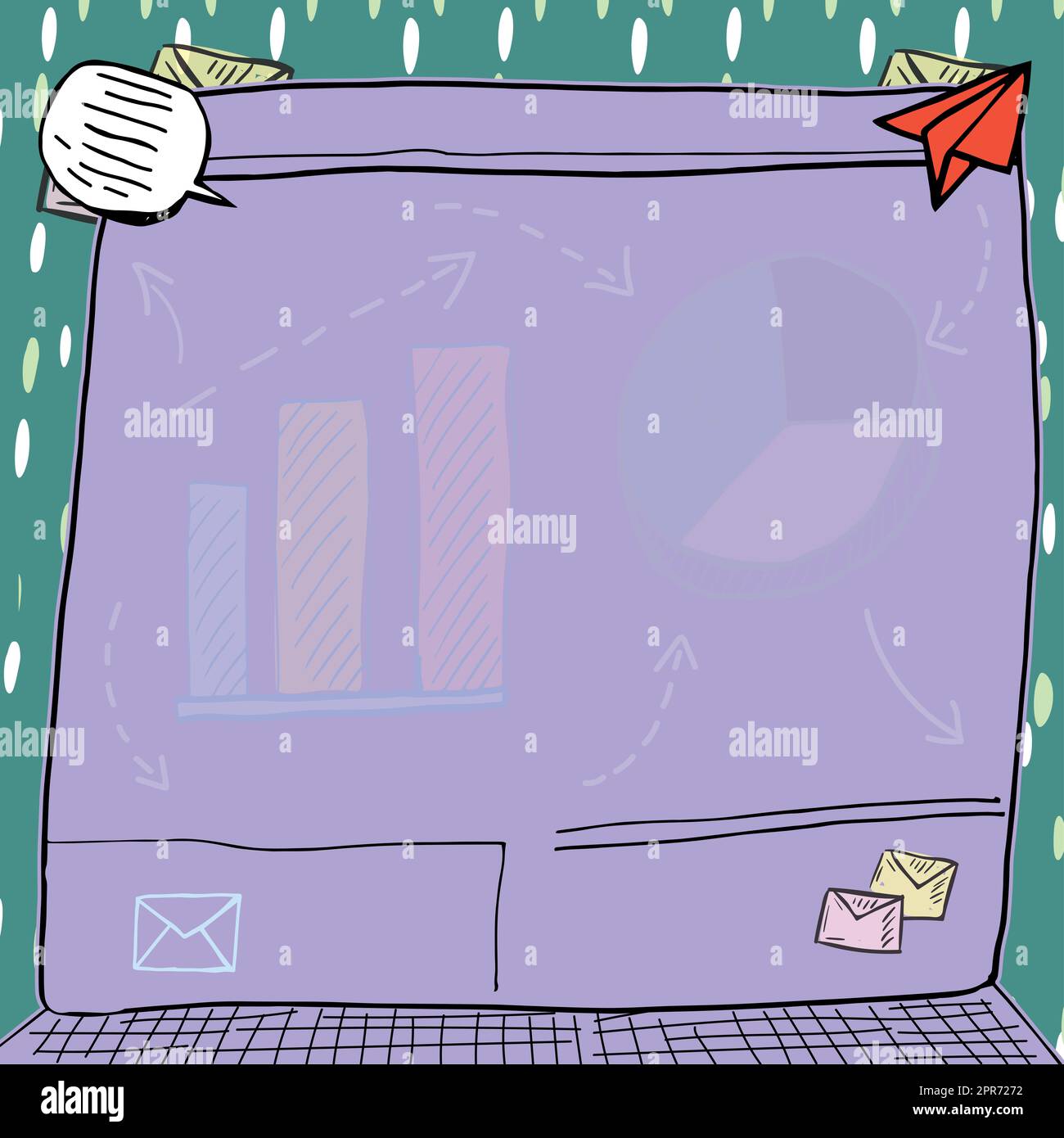 Important Message Presented On Screen With Charts, Graphs And E Mail S ...