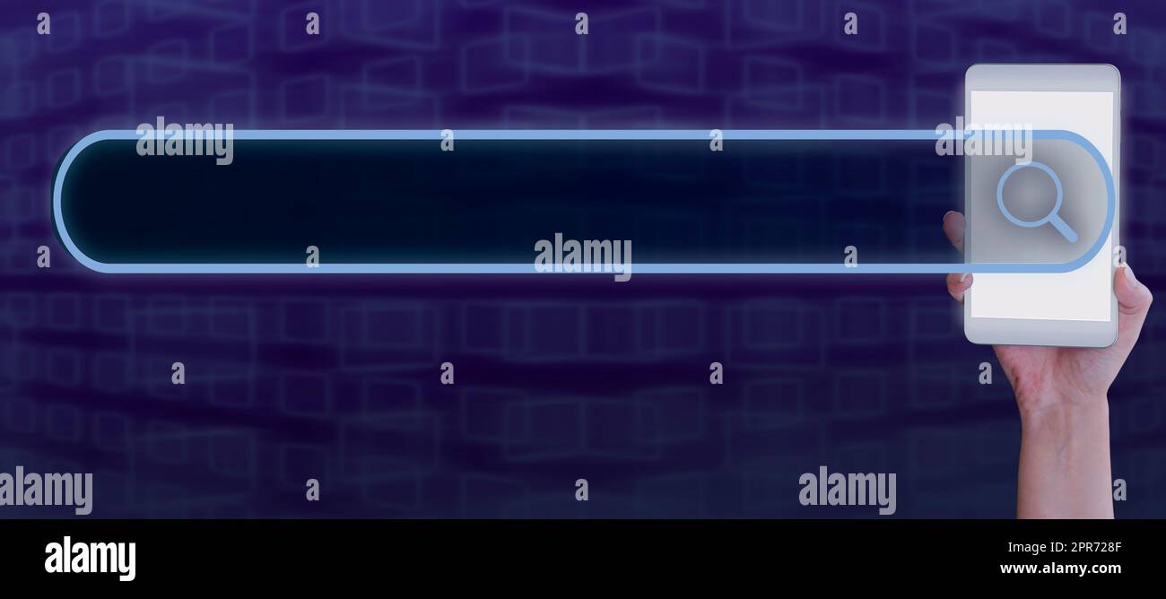 Hand Of Woman Holding Smartphone Displaying Digitally Generated Search ...