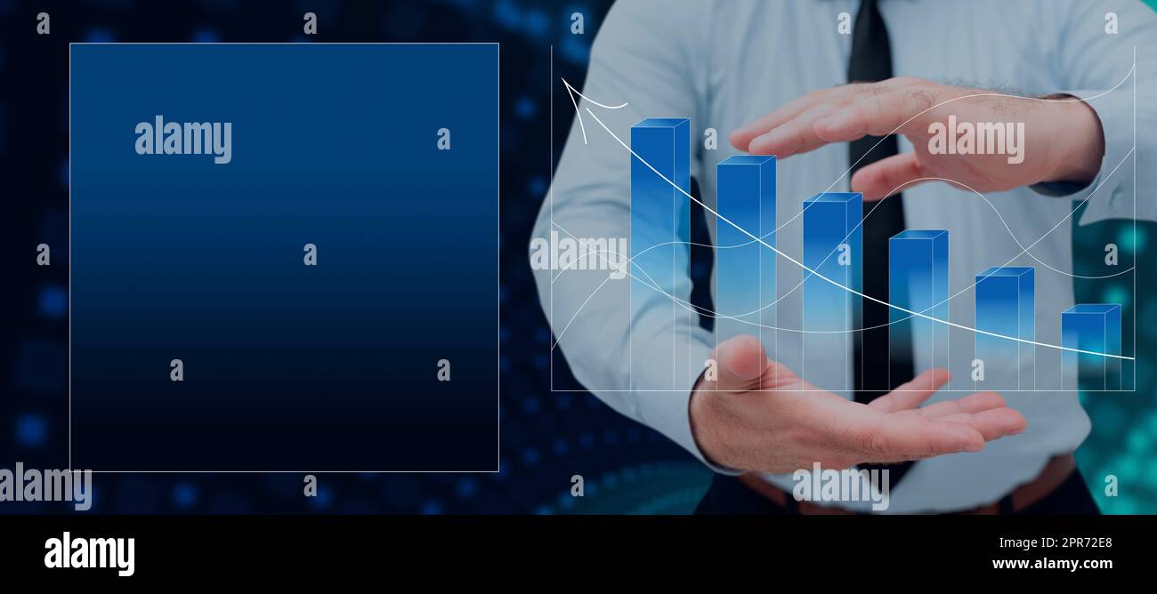 Businessman With Digitally Generated Bar Graph And Line Graph With ...