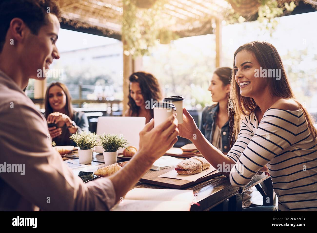 Friends toasting lunch hi-res stock photography and images - Alamy
