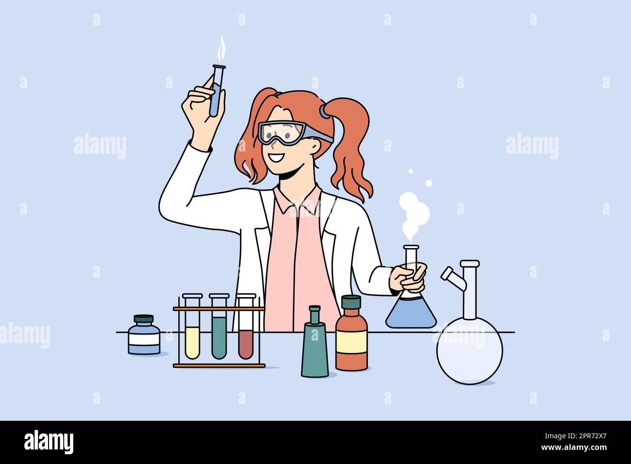 Female scientist working with tubes in laboratory. Professional ...