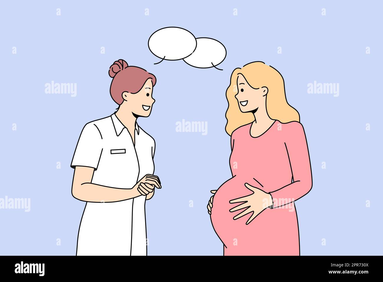 Gynecologist consult pregnant woman at hospital. Caring doctor or nurse ...