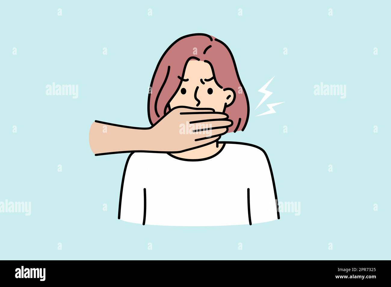 Hands cover woman mouth prohibit to speak. Concept of censorship and ...