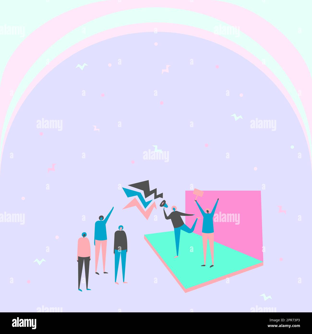 Illustration Of Couple On Stage Making Loud New Announcement To The ...